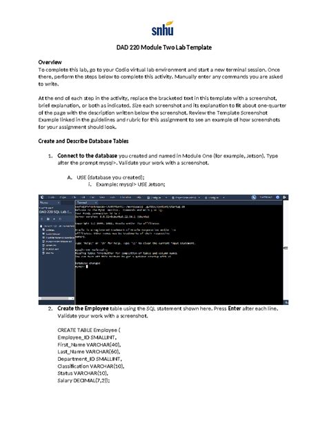 Dad 220 Module Two Lab Dad 220 Module Two Lab Template Overview To Complete This Lab Go To