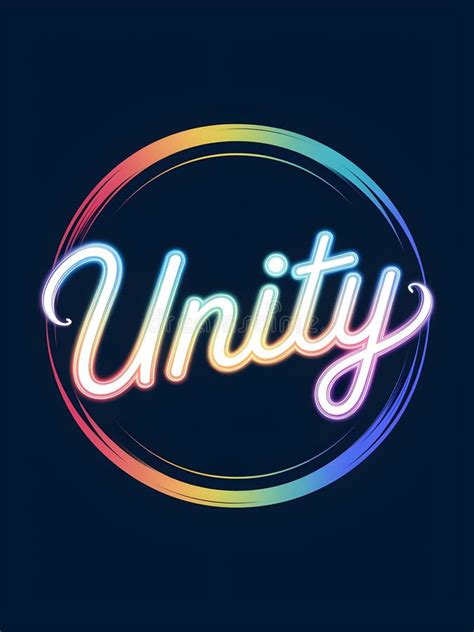 Unity Text In Glowing Gradient With Circular Design On Navy Background