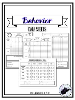 Behavior Sheets For Data Tracking Editable By Wild And Wonderful In 4th