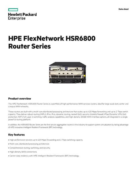 Hpe Networking Comware Router Msr3026 Data Sheet