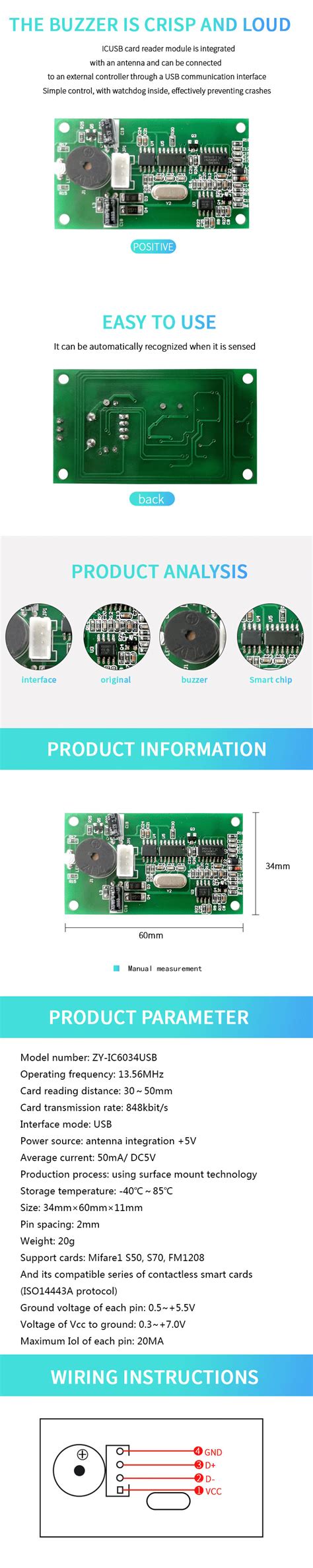 Mhz NFC Card Reader Module Contactless Card Reader Module Customized Smart USB Card Reader