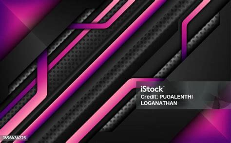 추상적인 검은색과 보라색 금속 표면 배경 게이머와 스트리머를 위한 미래 기술 배경 3차원 형태에 대한 스톡 벡터 아트 및 기타 이미지 3차원 형태 Brand Name