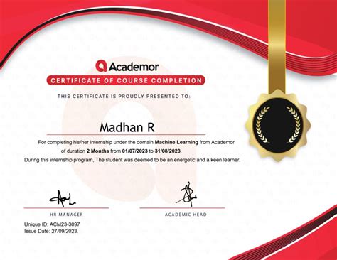 Madhan R On Linkedin Machinelearning Internshipcomplete