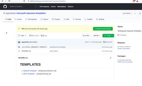 GitHub Pyymenta Test Pull Requests Templates Testing Pull Requests Templates