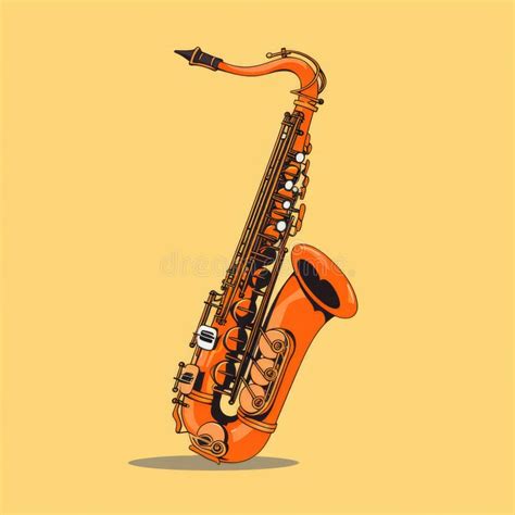 Flat Image Of Saxophone On Orange Background Simple Vector Image Of A Saxophone Digital
