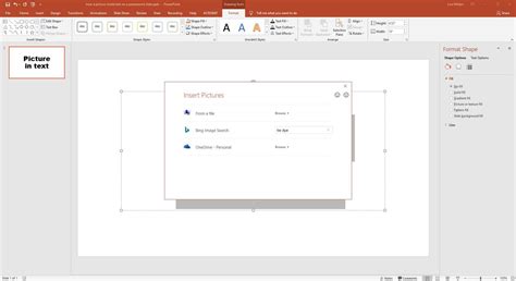 how to add a picture inside the text on a powerpoint slide