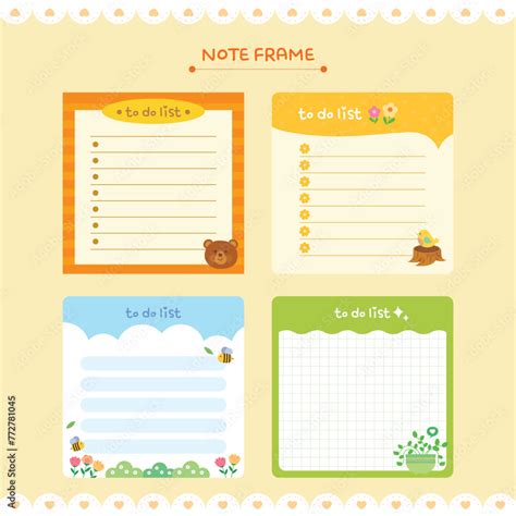 다양한 메모지 다이어리 꾸미기 스티커 모음 Stock Vector Adobe Stock