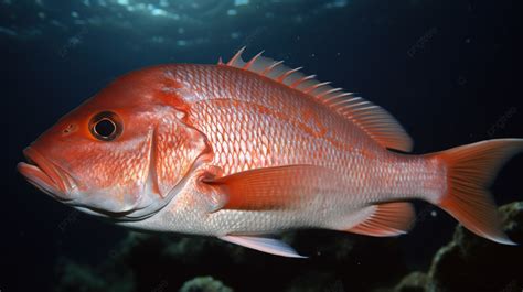 Golden Snapper Fish Swimming Under The Water Background Picture Of