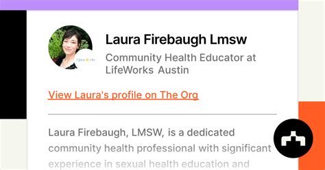 Laura Firebaugh Lmsw Community Health Educator At Lifeworks Austin