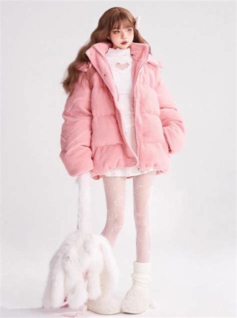 ラブデザインフーディーピンクボアパデットダウンコート 2024 코트 후디 디자인