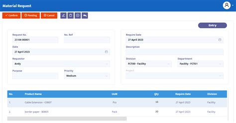 Material Request Soficloud