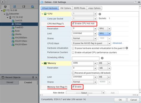 How To Hot Add RAM And Hot Plug VCPUs To Your VSphere VMs In Different Environments
