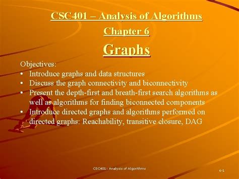 csc 401 analysis of algorithms chapter 6 graphs
