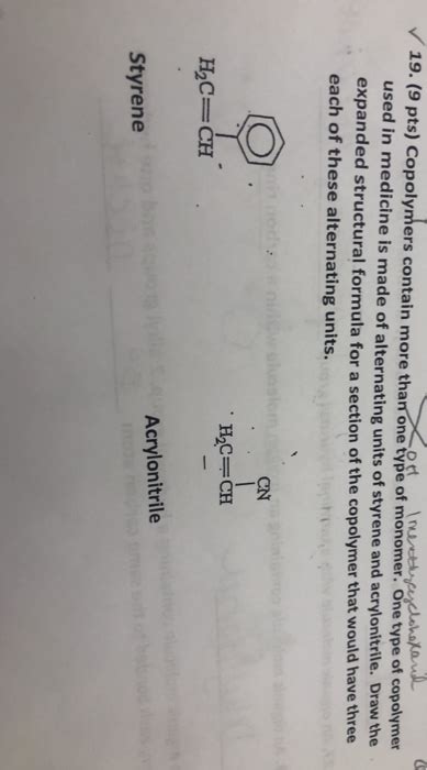 Solved V 19 9 Pts Copolymers Contain More Than One Type