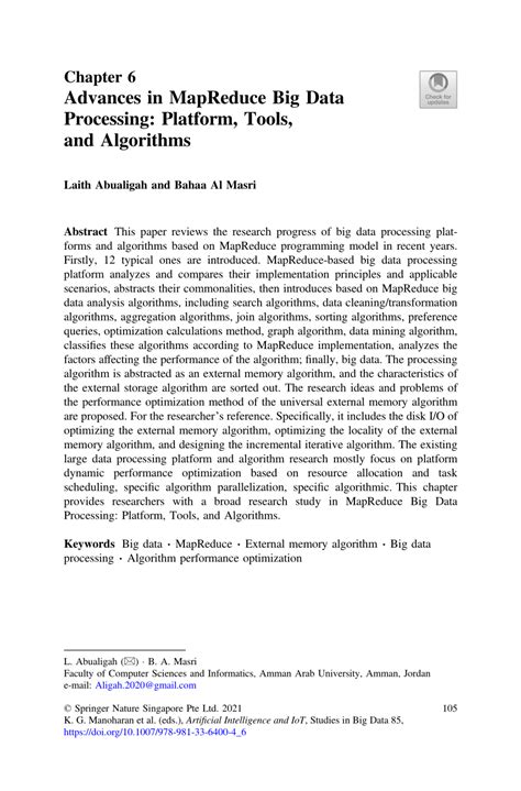 Pdf Advances In Mapreduce Big Data Processing Platform Tools And