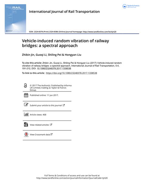 Pdf A Frequency Domain Solution To Vehicle Induced Vibration Of Railway Bridges