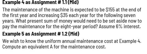 solved example 4 as assignment 1 1 the maintenance of the