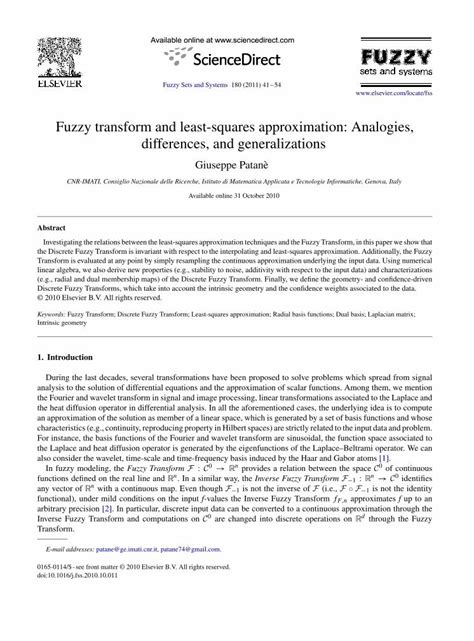 pdf fuzzy transform and least squares approximation analogies differences and
