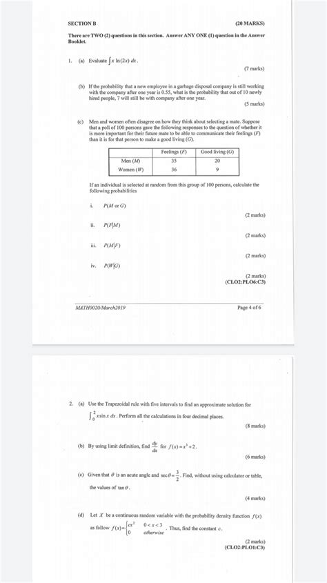 Solved SECTION B 20 MARKS There Are TWO 2 Questions In Chegg Com