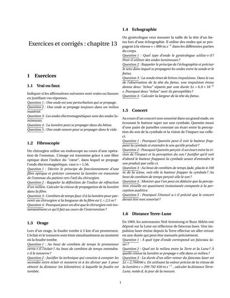Pdf Exercices Et Corrigés Chapitre 13cours Physique Chimie Strasbourg Fr 02 Exercices Et