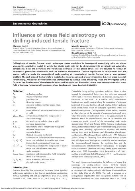 Pdf Influence Of Stress Field Anisotropy On Drilling Induced Tensile Fracture