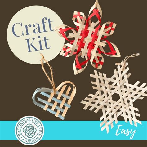 Diy Woven Scandinavian Christmas Ornament Craft Kit Star Heart