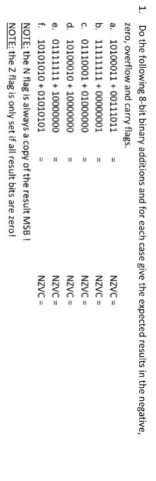 Solved Do The Following 8 Bit Binary Additions And For Each