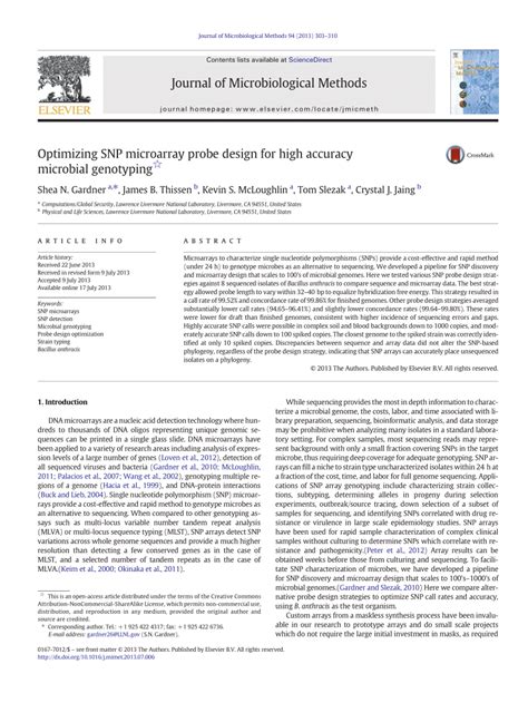 Pdf Optimizing Snp Microarray Probe Design For High Accuracy Microbial Genotyping
