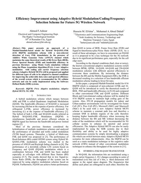 Pdf Efficiency Improvement Using Adaptive Hybrid Modulationcodingfrequency Selection Scheme