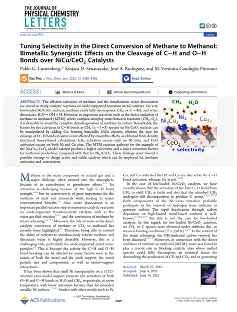 Pdf Tuning Selectivity In The Direct Conversion Of Methane To Methanol Bimetallic Synergistic