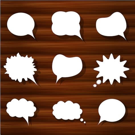 Woodboard에 흰색 연설 거품 프리미엄 벡터
