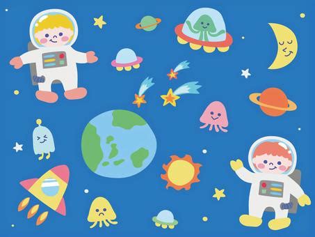免费矢量 手寫鬆散可愛的宇宙插畫集