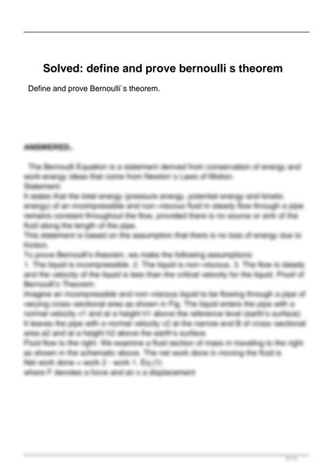 solution solved define and prove bernoulli s theorem 8861611994