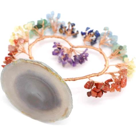 Дърво с полускъпоценни камъни 7 чакра във формата на сърце Фън шуй кристален декор премиум офис