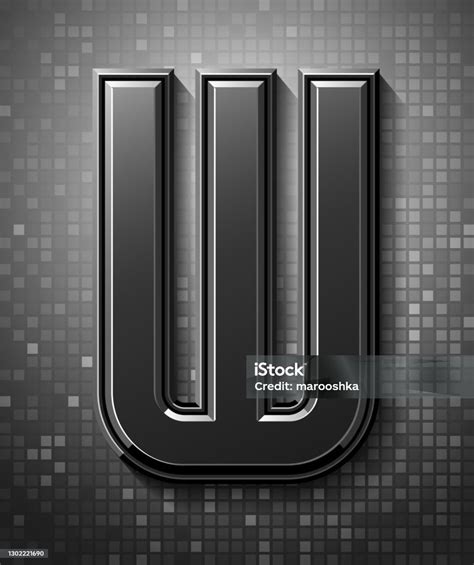 플레어 트렌디 한 응축 알파벳 산 세리프 픽셀 배경에 현대 Beveled 문자 W 모자이크 벡터 일러스트 10eps와 3d 어두운 글꼴 3차원 형태에 대한 스톡 벡터 아트