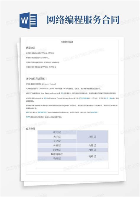 网络编程 协议篇word模板下载 熊猫办公