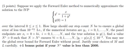 Solved 5 Points Suppose We Apply The Forward Euler Method