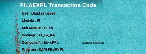FILAEXPL SAP Tcode For Display Lease