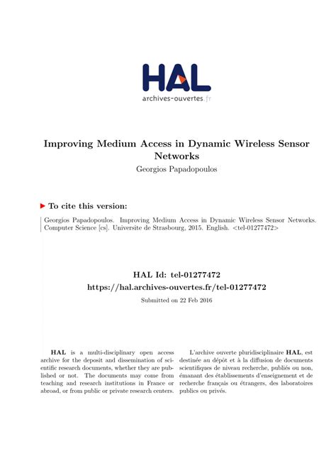 Pdf Improving Medium Access In Dynamic Wireless Sensor Networks