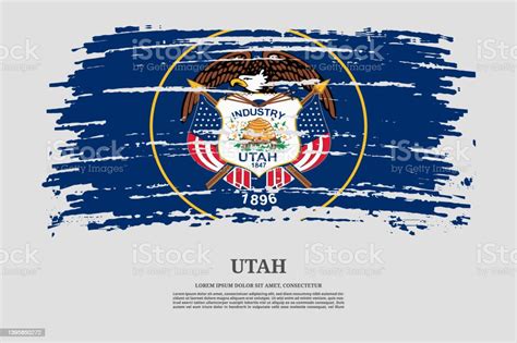 브러시 스트로크 효과와 정보 텍스트 포스터 벡터가있는 유타 국기 공휴일에 대한 스톡 벡터 아트 및 기타 이미지 공휴일 관광 국가 지리적 지역 Istock