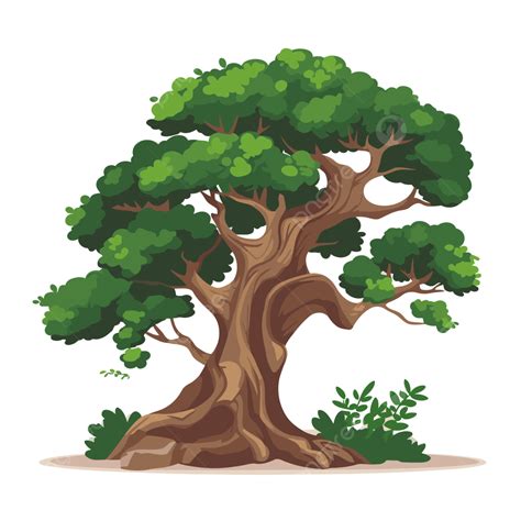 شجرة بسيطة المتجه كرتون شجرة البستان معزولة على خلفية بيج ملصق قصاصة
