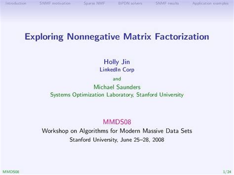 Pdf Exploring Nonnegative Matrix Factorization Stanford University