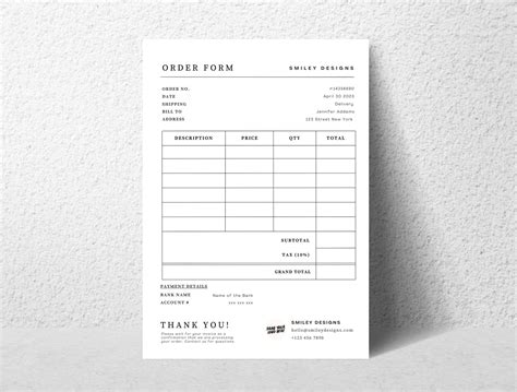 Order Form Template Editable Small Business Printable Purchase Forms Modern Printable Canva