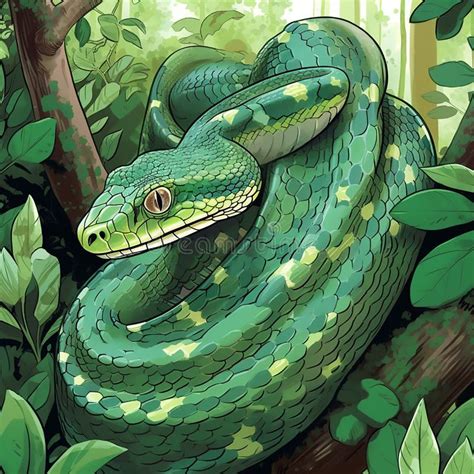 Green Tree Python In The Wild Stock Illustration Illustration Of Green Tree Python In The Wild Stock Illustration Illustration Of