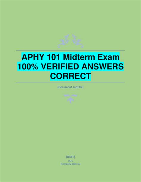 Aphy 101 Midterm Exam 100 Verified Answers Correct Exams Nursing
