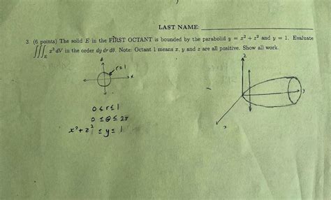 solved 3 6 points the solid e in the first octant is