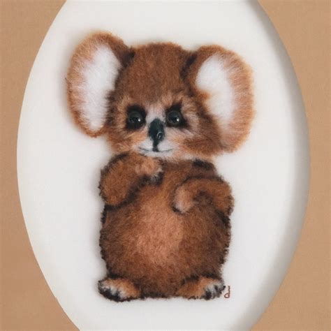 Vintage 70s Bunka Shishu Japanese Koala Embroidery Framed Art Possibly