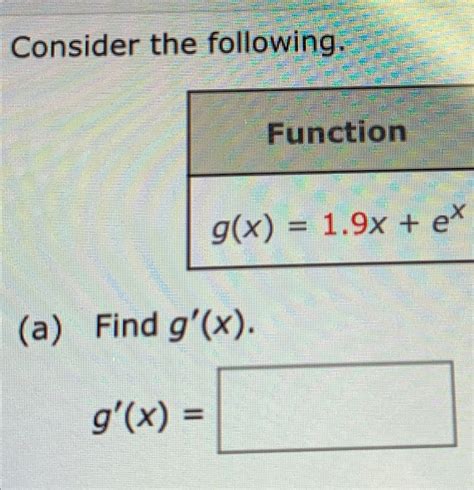 Solved Consider The Following Functiong X 1 9x Ex A ﻿find