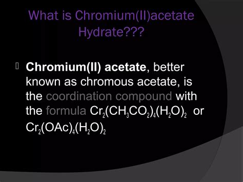 Synthesis Of Chromium Ii Acetate Hydrate Ppt