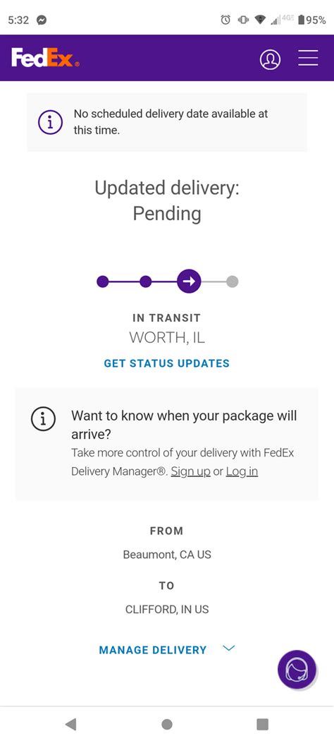 package stuck fedex